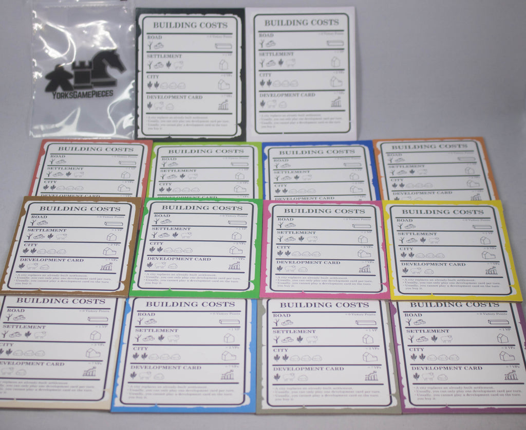 Settlers of Catan Building Cost Cards – Yorksgamepieces
