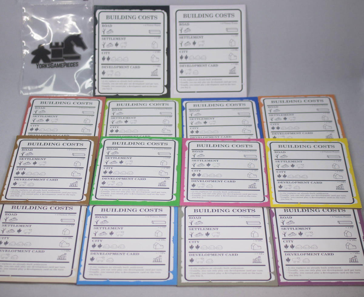 Settlers of Catan Building Cost Cards – Yorksgamepieces